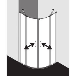 Kermi Pega Viertelkreis-Pendelt&uuml;r mit Festfeldern PEP5508020VAK 80x200cm, silber/hochglanz, Radius 52/55cm