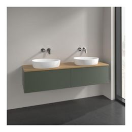 Villeroy & Boch Villeroy und Boch Antao Waschtisch-Unterschrank L39111HL 160x36x50cm, Waschbeckenplattenfarbe honey oak, leaf green matt lacquer, Mit Beleuchtung