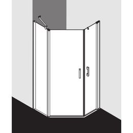 Kermi Pega F&uuml;nfeck-Duschkabine PE43R09018VNK 90x90x185cm, silber hochglanz ESG SR Arena C, rechts