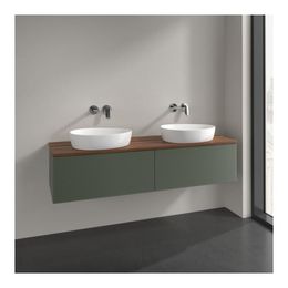 Villeroy & Boch Villeroy und Boch Antao Waschtisch-Unterschrank L39112HL 160x36x50cm, Waschbeckenplattenfarbe warm walnut, leaf green matt lacquer, Mit Beleuchtung