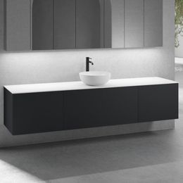 neoro n50 M&ouml;belanlage B: 220 cm mit 3 Ausz&uuml;gen, Waschtisch &Oslash; 45 cm wei&szlig; matt,, BN0106WM+2#BN0431BM+BN0433BM+BN0415WH,