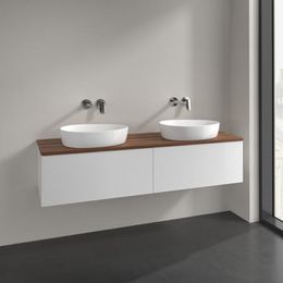 Villeroy & Boch Villeroy und Boch Antao Waschtisch-Unterschrank L39112GF 160x36x50cm, Waschbeckenplattenfarbe warm walnut, glossy white lacquer, Mit Beleuchtung