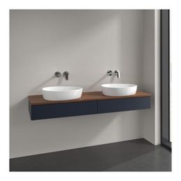 Villeroy & Boch Villeroy und Boch Antao Waschtisch-Unterschrank L17012HG 160x19x50cm, Waschbeckenplattenfarbe warm walnut, midnight blue matt lacquer, Mit Beleuchtung