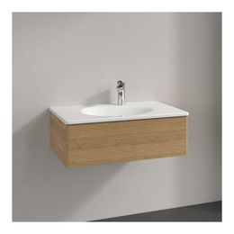 Villeroy & Boch Villeroy und Boch Antao Waschtisch-Unterschrank L01100HN 78,8x25,6x49,6cm, mit Frontstruktur, honey oak, Mit Beleuchtung