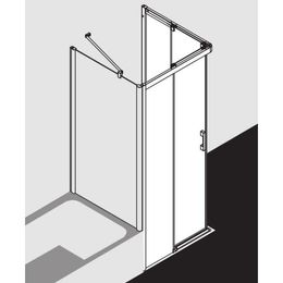 Kermi Pega Gleitt.-Eckeinstiegsh. 2-tlg. bodenfrei PEC2R09318VAK 93x185cm, silber hochglanz, ESG klar, rechts, auf Duschplatz