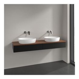 Villeroy & Boch Villeroy und Boch Antao Waschtisch-Unterschrank L17112PD 160x19x50cm, Waschbeckenplattenfarbe warm walnut, black matt lacquer, Mit Beleuchtung