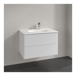 Villeroy & Boch Villeroy und Boch Antao Waschtisch-Unterschrank L04100GF 78,8x50,4x49,6cm, mit Frontstruktur, glossy white lacquer, Mit Beleuchtung
