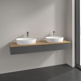 Villeroy & Boch Villeroy und Boch Antao Waschtisch-Unterschrank K17151GK 160x19x50cm, Hahnlochbohrung, Waschbeckenplattenfarbe honey oak, anthracite matt lacquer