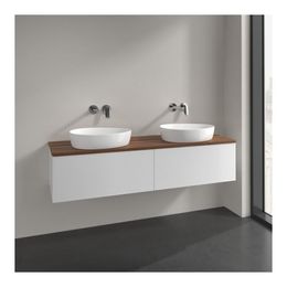 Villeroy & Boch Villeroy und Boch Antao Waschtisch-Unterschrank K39112GF 160x36x50cm, Waschbeckenplattenfarbe warm walnut, glossy white lacquer
