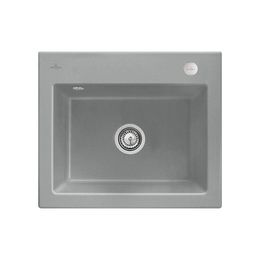 Villeroy & Boch Villeroy und Boch Subway 60 S Einbausp&uuml;le 330902SL mit Ablaufgarnitur, Excenterbet&auml;tigung, 600 x 510 mm, stone CeramicPlus