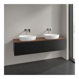 Villeroy & Boch Villeroy und Boch Antao Waschtisch-Unterschrank L39012PD 160x36x50cm, Waschbeckenplattenfarbe warm walnut, black matt lacquer, Mit Beleuchtung