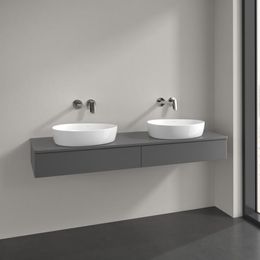 Villeroy & Boch Villeroy und Boch Antao Waschtisch-Unterschrank L17050GK 160x19x50cm, Hahnlochbohrung, Waschbeckenplattenfarbe Lack, anthracite matt lacquer
