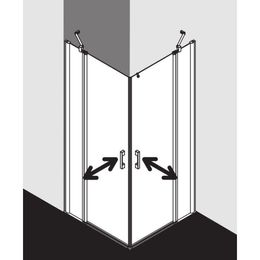 Kermi Pega Pendelt&uuml;r-Eckeinstiegsh&auml;lfte 2-tlg. PEEPL09318VAK 93x185cm, silber hochglanz, ESG klar, links, auf Duschplatz
