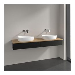 Villeroy & Boch Villeroy und Boch Antao Waschtisch-Unterschrank L17011PD 160x19x50cm, Waschbeckenplattenfarbe honey oak, black matt lacquer, Mit Beleuchtung