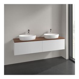 Villeroy & Boch Villeroy und Boch Antao Waschtisch-Unterschrank K39152GF 160x36x50cm, Hahnlochbohrung, Waschbeckenplattenfarbe warm walnut, glossy white lacquer