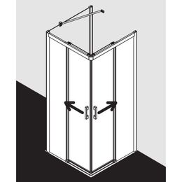 Kermi Pega Gleitt.-Eckeinstiegsh. 2-tlg. bodenfrei PEC2L08020VAK 80x200cm, silber hochglanz, ESG klar, links, auf Duschwanne