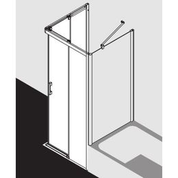 Kermi Pega Gleitt.-Eckeinstiegsh. 2-tlg. bodenfrei PEC2R08320VAK 83x200cm, silber hochglanz, ESG klar, rechts, auf Duschplatz