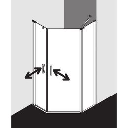 Kermi Pega F&uuml;nfeck-Duschkabine PE43R09020VAK 90x90x200cm, silber hochglanz, ESG klar, rechts