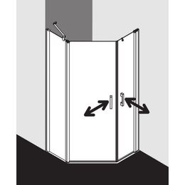 Kermi Pega F&uuml;nfeck-Duschkabine PE53L10018VUK 100x100x185cm, silber hochglanz ESG SR Opaco, links