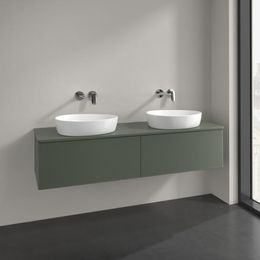 Villeroy & Boch Villeroy und Boch Antao Waschtisch-Unterschrank K39150HL 160x36x50cm, Hahnlochbohrung, Waschbeckenplattenfarbe Lack, leaf green matt lacquer