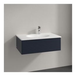 Villeroy & Boch Villeroy und Boch Antao Waschtisch-Unterschrank L01100HG 78,8x25,6x49,6cm, mit Frontstruktur, midnight blue matt lacquer, Mit Beleuchtung