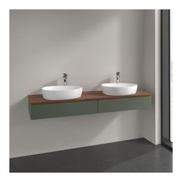 Villeroy & Boch Villeroy und Boch Antao Waschtisch-Unterschrank K17052HL 160x19x50cm, Hahnlochbohrung, Waschbeckenplattenfarbe warm walnut, leaf green matt lacquer