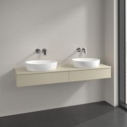 Villeroy & Boch Villeroy und Boch Antao Waschtisch-Unterschrank L17150HJ 160x19x50cm, Hahnlochbohrung, Waschbeckenplattenfarbe Lack, silk grey matt lacquer, Mit Beleuchtung