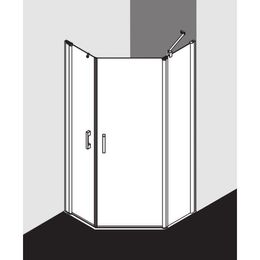 Kermi Pega F&uuml;nfeck-Duschkabine PE43R09018VAK 90x90x185cm, silber hochglanz, ESG klar, rechts