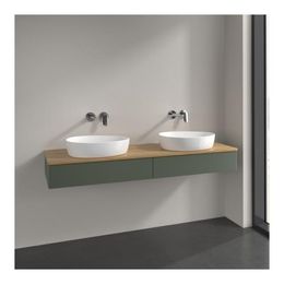 Villeroy & Boch Villeroy und Boch Antao Waschtisch-Unterschrank L17011HL 160x19x50cm, Waschbeckenplattenfarbe honey oak, leaf green matt lacquer, Mit Beleuchtung