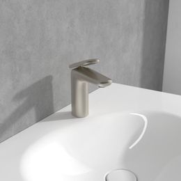 Villeroy & Boch Villeroy und Boch Antao Waschtischarmatur TVW11100300064 mit Push-Open-Ablaufgarnitur, brushed nickel black