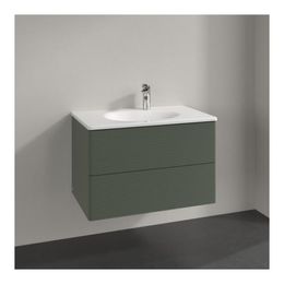 Villeroy & Boch Villeroy und Boch Antao Waschtisch-Unterschrank L04100HL 78,8x50,4x49,6cm, mit Frontstruktur, leaf green matt lacquer, Mit Beleuchtung