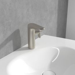 Villeroy & Boch Villeroy und Boch Antao Waschtischarmatur TVW11100400064 mit Push-Open-Ablaufgarnitur, brushed nickel black
