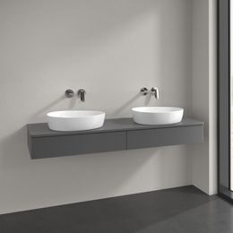 Villeroy & Boch Villeroy und Boch Antao Waschtisch-Unterschrank L17150GK 160x19x50cm, Hahnlochbohrung, Waschbeckenplattenfarbe Lack, anthracite matt lacquer, Mit Beleuchtung