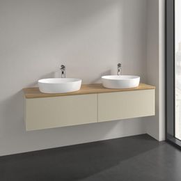 Villeroy & Boch Villeroy und Boch Antao Waschtisch-Unterschrank K39151HJ 160x36x50cm, Hahnlochbohrung, Waschbeckenplattenfarbe honey oak, silk grey matt lacquer