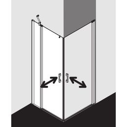 Kermi Pega Pendelt&uuml;r-Eckeinstiegsh&auml;lfte 2-tlg. PEEPL07820VAK 78x200cm, silber hochglanz, ESG klar, links, auf Duschplatz