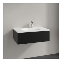 Villeroy & Boch Villeroy und Boch Antao Waschtisch-Unterschrank L01000PD 78,8x25,6x49,6cm, ohne Frontstruktur, black matt lacquer, Mit Beleuchtung