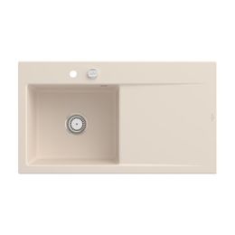 Villeroy & Boch Villeroy und Boch Subway Style 50 Einbausp&uuml;le 335202FU links, mit Ablaufgarnitur, 900 x 510 mm, Excenterbet&auml;tigung, ivory CeramicPlus