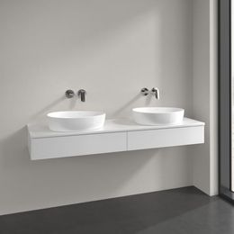 Villeroy & Boch Villeroy und Boch Antao Waschtisch-Unterschrank L17150GF 160x19x50cm, Hahnlochbohrung, Waschbeckenplattenfarbe Lack, glossy white lacquer, Mit Beleuchtung