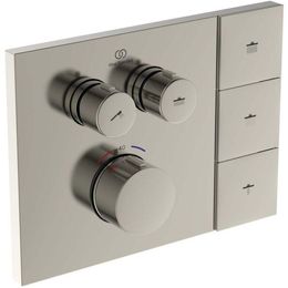 Ideal Standard CeraTherm Navigo Solos Fertigmontageset A7894GN eckig, f&uuml;r Unterputz-Brausethermostat, silver storm