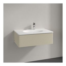 Villeroy & Boch Villeroy und Boch Antao Waschtisch-Unterschrank L01100HJ 78,8x25,6x49,6cm, mit Frontstruktur, silk grey matt lacquer, Mit Beleuchtung