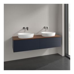 Villeroy & Boch Villeroy und Boch Antao Waschtisch-Unterschrank L39012HG 160x36x50cm, Waschbeckenplattenfarbe warm walnut, midnight blue matt lacquer, Mit Beleuchtung