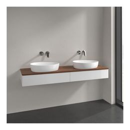 Villeroy & Boch Villeroy und Boch Antao Waschtisch-Unterschrank L17012GF 160x19x50cm, Waschbeckenplattenfarbe warm walnut, glossy white lacquer, Mit Beleuchtung
