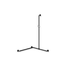 HEWI System 900 Duschhandlauf 900.35.33360JK 1250 x 765 x 765 mm, pulverbeschichtet schwarz tiefmatt/chrom, Ausf&uuml;hrung links
