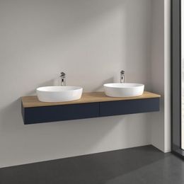 Villeroy & Boch Villeroy und Boch Antao Waschtisch-Unterschrank K17151HG 160x19x50cm, Hahnlochbohrung, Waschbeckenplattenfarbe honey oak, midnight blue matt lacquer
