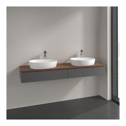 Villeroy & Boch Villeroy und Boch Antao Waschtisch-Unterschrank K17052GK 160x19x50cm, Hahnlochbohrung, Waschbeckenplattenfarbe warm walnut, anthracite matt lacquer