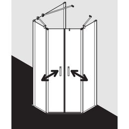 Kermi Pega F&uuml;nfeck-Duschkabine PEF4309018VAK 90x90x185cm, silber hochglanz, ESG klar