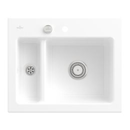 Villeroy & Boch Villeroy und Boch Subway 60 XM Einbausp&uuml;le 678002KG mit Ablaufgarnitur, Excenterbet&auml;tigung, 620 x 510 mm, snow white CeramicPlus