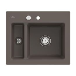 Villeroy & Boch Villeroy und Boch Subway 60 XM Einbausp&uuml;le 678002TR mit Ablaufgarnitur, Excenterbet&auml;tigung, 620 x 510 mm, timber CeramicPlus