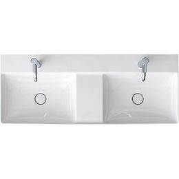 Duravit DuraSquare M&ouml;bel-Doppel-Waschtisch geschliffen 2353120071 120 x 47 cm, ohne &Uuml;berlauf, mit Hahnlochbank, 1 Hahnloch, wei&szlig;