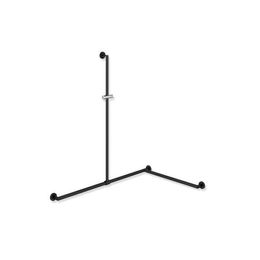 HEWI System 900 Duschhandlauf 900.35.33260JK 1250 x 1185 x 765 mm, pulverbeschichtet schwarz tiefmatt/chrom, Ausf&uuml;hrung rechts